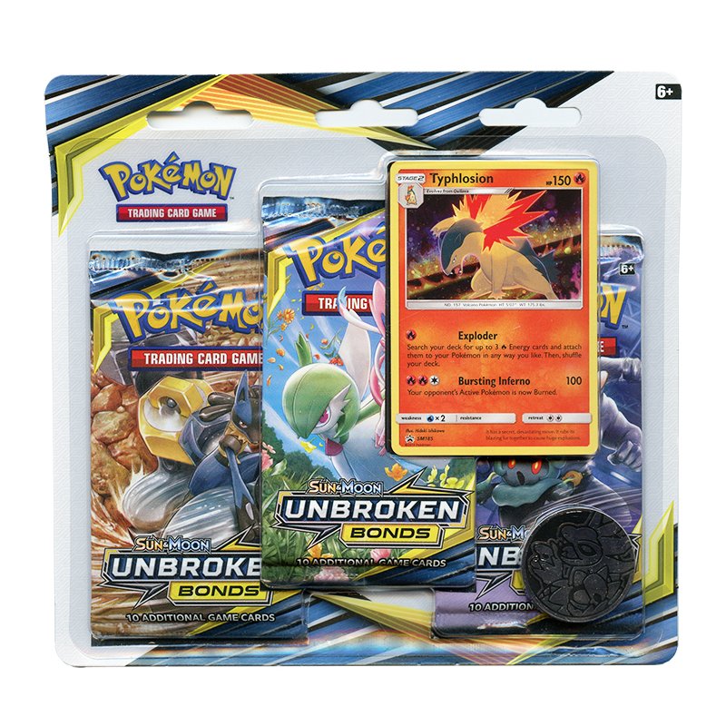 Pokemon Sun & Moon Unbroken Bonds 3 Pack Blister - Typhlosion
